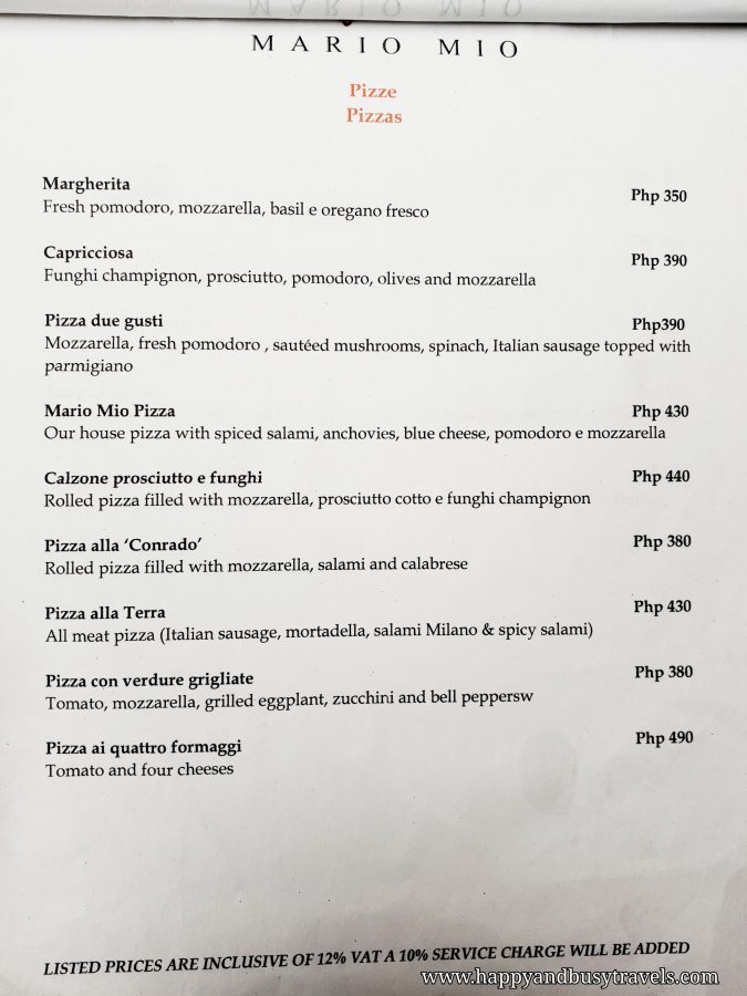 Trattoria Mario Mio Ristorante Italiano Tagaytay - Happy and Busy Travels